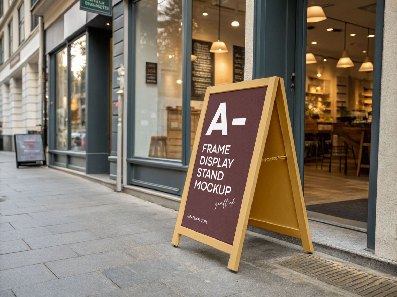Street A-Frame Sign Chalkboard Mockup | | GRAFLICK