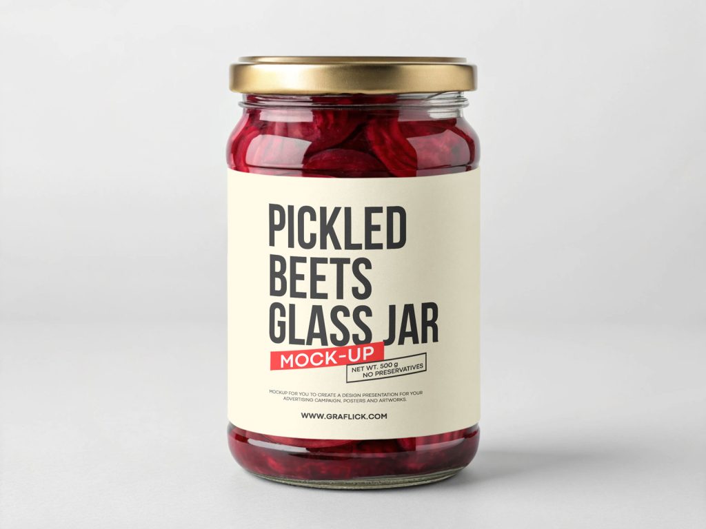 Free Pickled Beets Glass Jar Mockup | | GRAFLICK