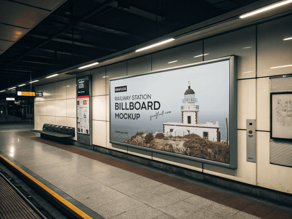 Free Railway Station Billboard Mockup | | GRAFLICK