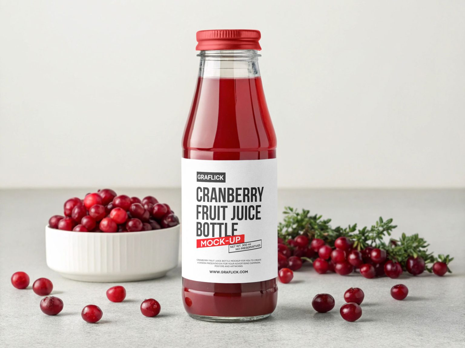 Free Cranberry Juice Bottle Mockup | | GRAFLICK