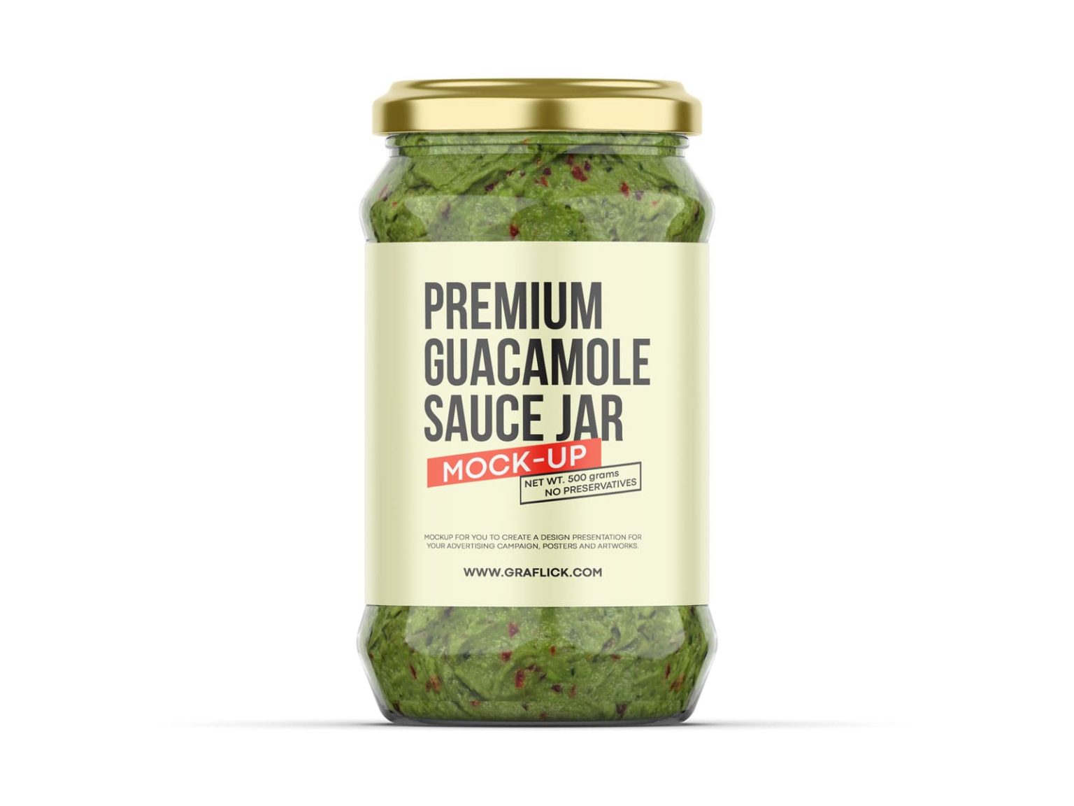 Free Guacamole Sauce Jar Mockup | | GRAFLICK