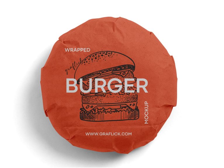 Free Wrapped Burger Mockup | | GRAFLICK