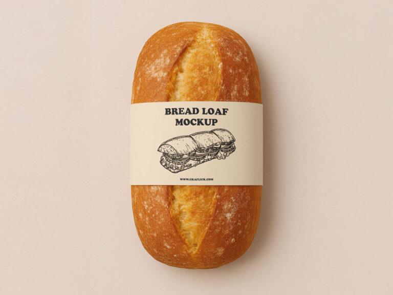 Free Bread Loaf Mockup With Paper Label | | GRAFLICK