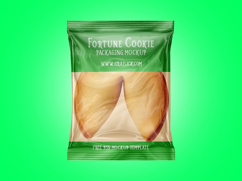 Free Fortune Cookie Packaging Mockup in Pouch | | GRAFLICK